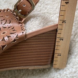 XOXO | Shoes | Nwot Tan Boho Floral Cutout Wedge Sandals Size 65 | Poshmark